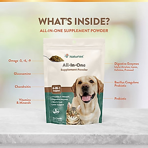 NaturVet Aller-911 Advanced Allergy Aid Formula Powder for Dogs and Cats 9 oz Powder & All-in-One Dog Supplement for Joint Support, Digestion, Skin, Coat Care – Dog Multivitamins – 13-Ounce Powder