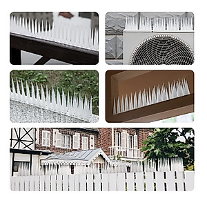 OFFO Bird Spikes Pigeon Outdoor Deterrent Spikes for Cat Keep Birds Raccoon Woodpecker Away Covers 4 Feet(1.2m), Frosted White