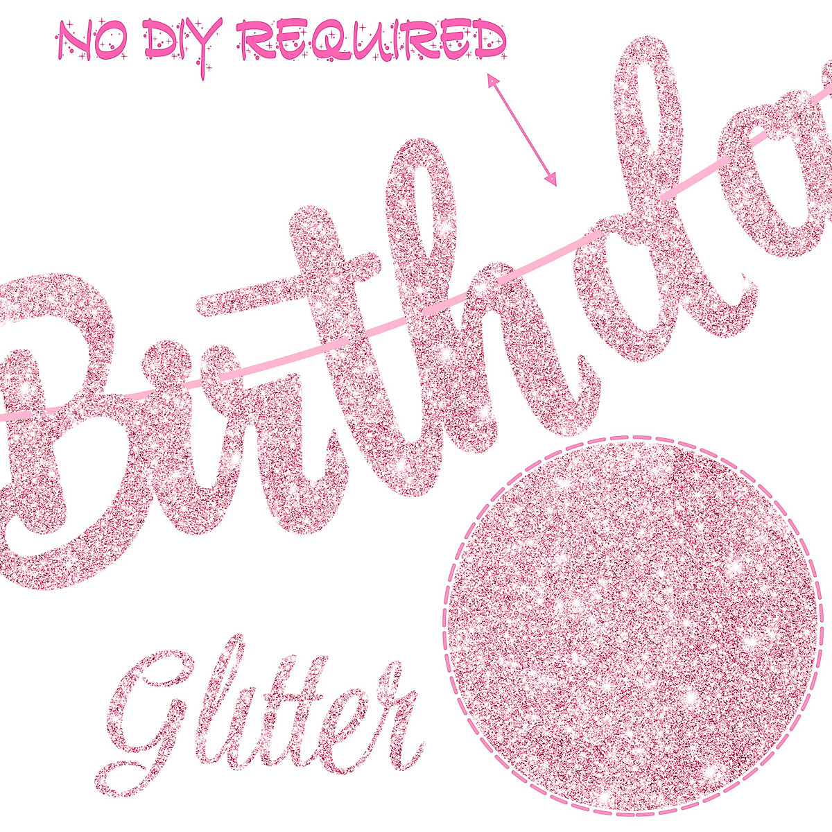 3Pcs Hot Pink Girl Happy Birthday Banners Pink Glitter Hot Pink Princess Birthday Party Decorations for Girls Doll Theme Baby Shower Ladies Bachelorette Party Supplies