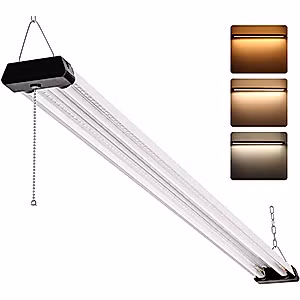 ZJOJO Linkable LED Shop Light for Garage, LED Shop Light 4FT with Pull Chain (ON/Off), 3000K/4000K/5000K, 42W 4800LM Bright LED Shop Lights with 5 Year Warranty for Workshop Office Warehouse-1Pack