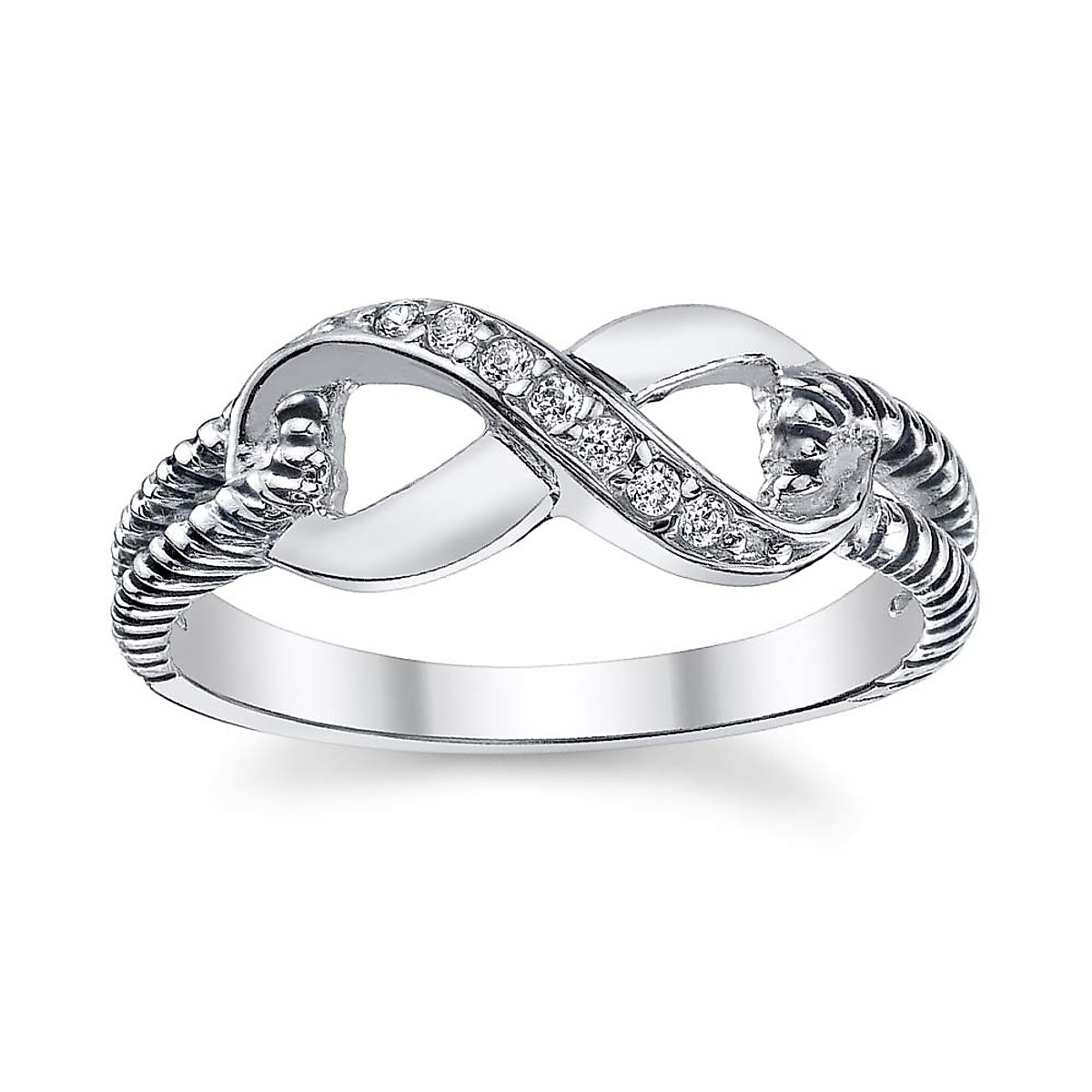 Sterling Silver 925 Infinity Ring with Cubic Zirconia Size 6