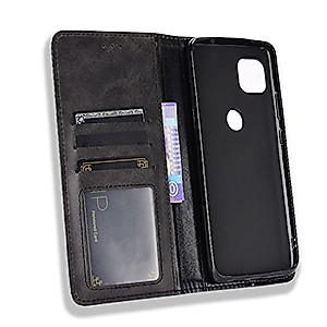 HualuBro Motorola One 5G Ace Case, Retro PU Leather Full Body Shockproof Wallet Flip Case Cover with Card Slot Holder and Magnetic Closure for Motorola Moto One 5G Ace 2021 Phone Case (Black)
