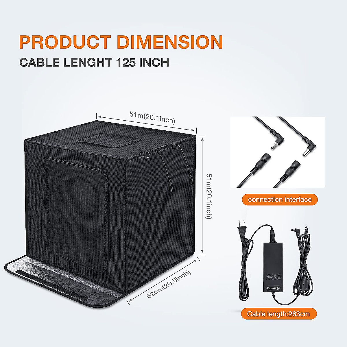 Yesker Photo Light Box, 20x20x20 inch Portable Lighting Tent Kit Brightness Adjustable Studio Photography Booth with 98 Large LED Lights CRI95+ with 4 Background for Large Items Shooting