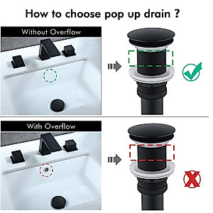 JOYWELL Pop Up Drain Matte Black Bathtoom Sink Drain Without Overflow Brass Bathtoom Sink Stopper with Anti Clog Filter