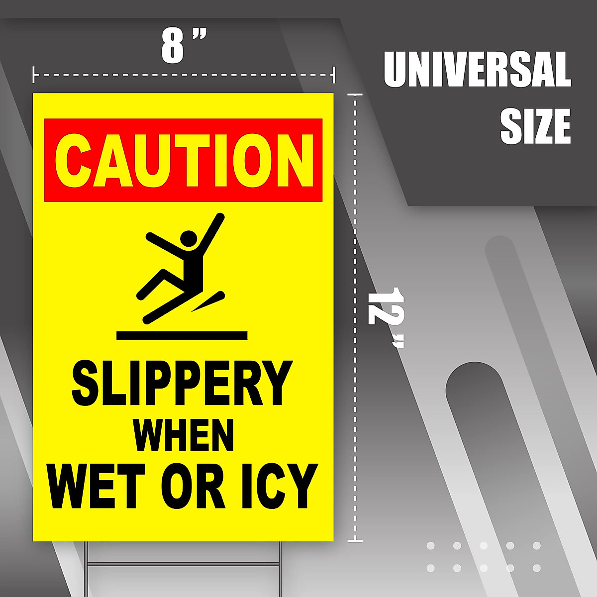 3 PC Caution Slippery When Wet Sign - 8 x 12 Double Sided Coroplast Wet Floor Signs - Watch Your Step Sign - Wet Floor Signs Commercial