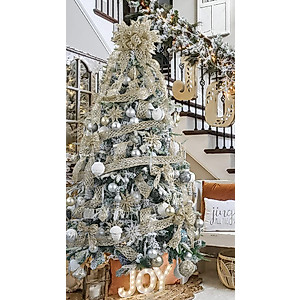 HUIHUANG Champagne Wired Ribbon 2-1/2", Glitter Diamond Wire Edge Ribbon Champagne Gold Christmas Ribbon for Holiday Tree, Bows Making, Wreath Supplies, Garland, Home Decor, Crafts -10 Yards