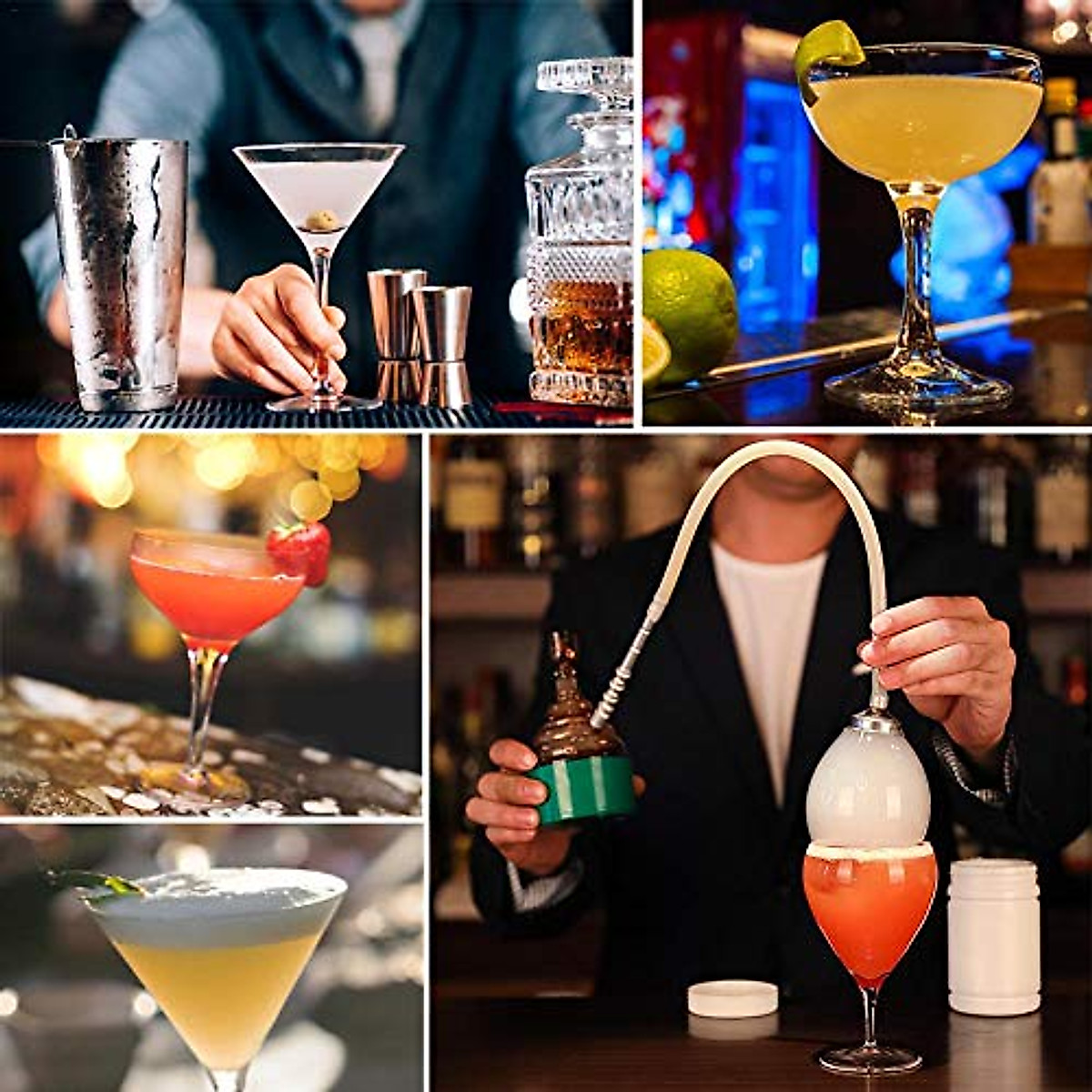 narratorbook Cocktail Smoker Kit Portable Smoking Gun Food Smoker Smoke Infuser for Drinks Molecular Bubble Water Sprayer Handheld Drink Smoker Kit for Bar Kitchen