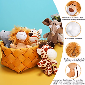 Sumind 12 Pieces Mini Stuffed Forest Animals Jungle Animal Plush Toys 4.8 Inch Cute Elephant Lion Giraffe Tiger Plush for Animal Themed Parties Achievement(Standing)