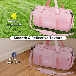 BALEINE Gym Bag for Women and Men, Small Duffel Bag for Sports, Gyms and Weekend Getaway, Waterproof Dufflebag with Shoe and Wet Clothes Compartments, Lightweight Carryon Gymbag (Pink)