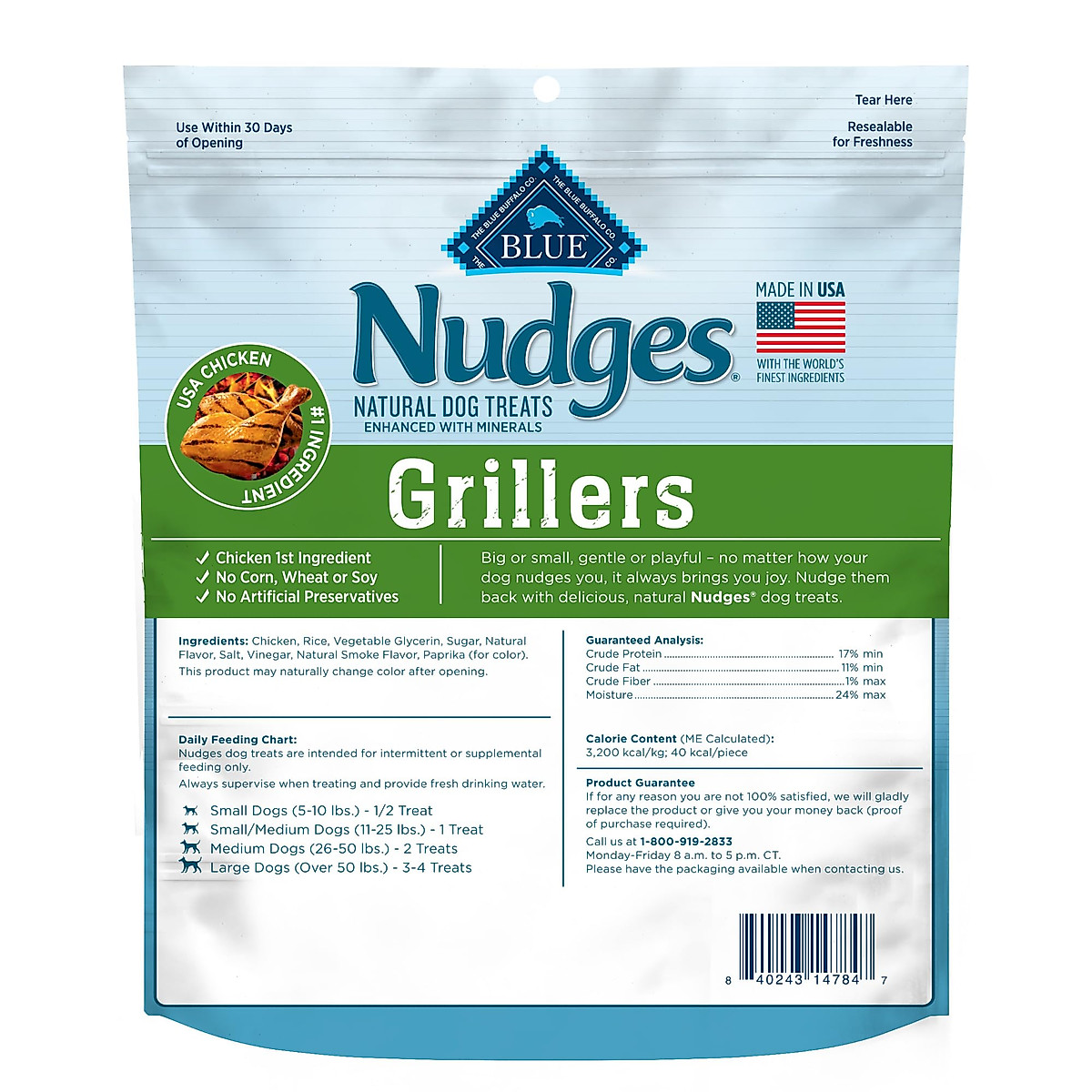 Blue Buffalo Nudges Grillers Natural Dog Treats Made with Real Chicken, Made in the USA, Chicken, 10-oz. Bag