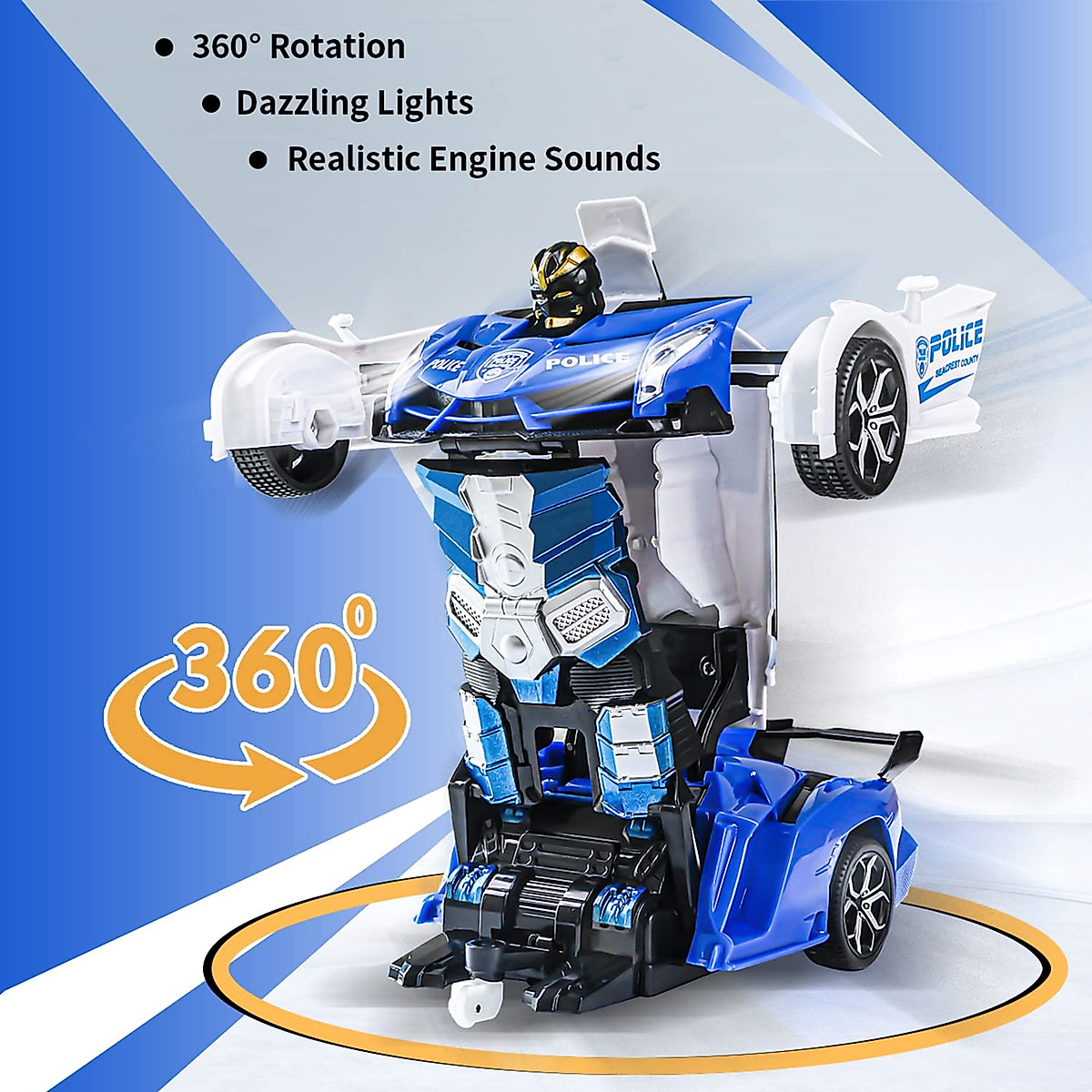 ID Gerilla Remote Control Car, One Button Deformation & LED Light & 360 Degree Rotating Drifting