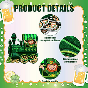 Maitys 4 Pcs St. Patrick's Day Train Yard Sign Decorations Leprechaun Shamrock Train Lawn Outdoor Decor Irish Garden Sign with Plastic Stakes for Saint Patty's Day Home Patio Outdoor Decorations