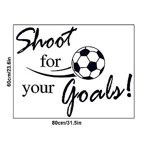 SITAKE Soccer Stickers, “Shoot for Your Goals” Wall Art Soccer Ball Stickers Decals for Kids Room, Football Vinyl Sticker for Boys Bedroom Playroom Living Room Window Door Decoration, 23.6 x 31.5 in