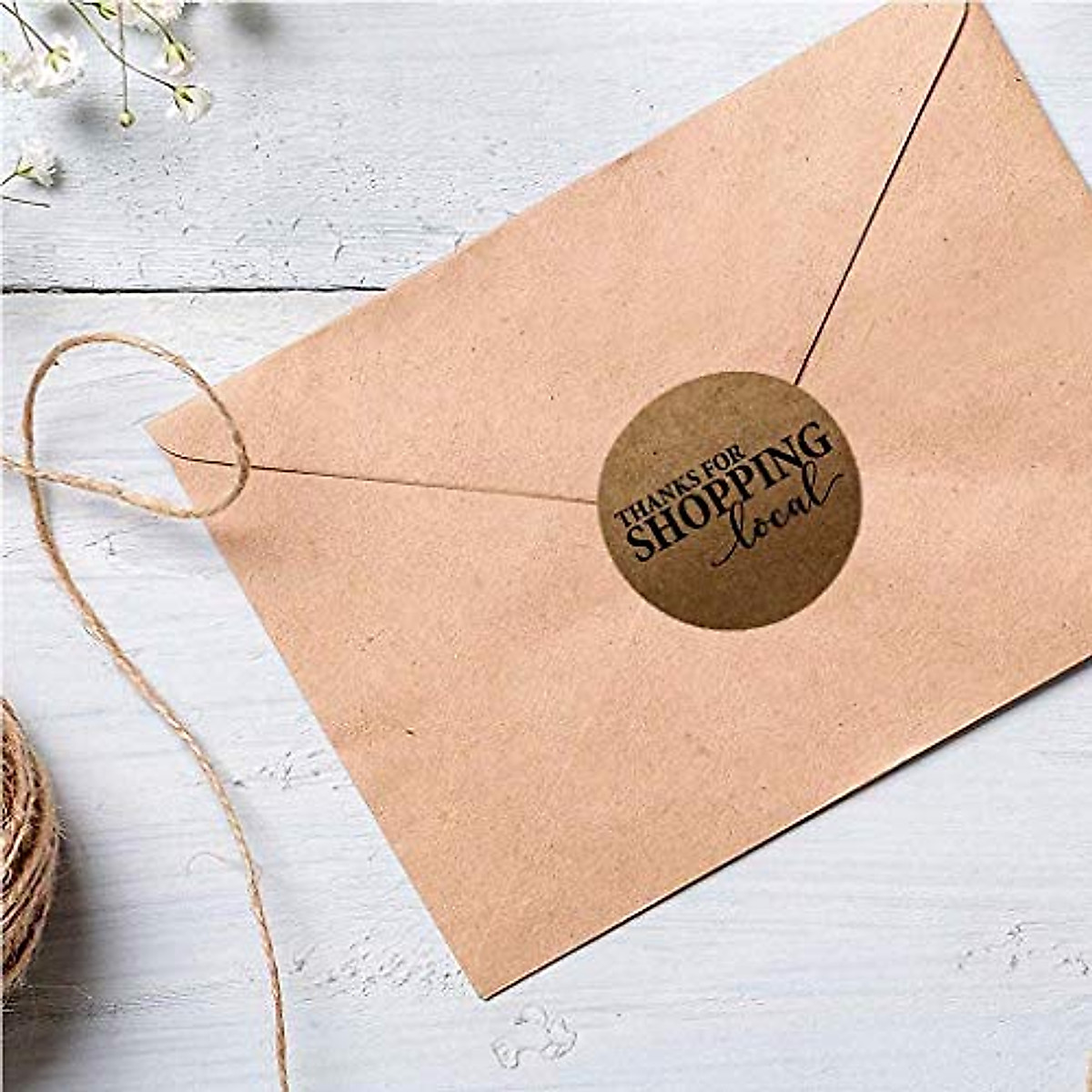 WANGFUFU 500pcs Kraft Paper Thanks for Shopping Local Stickers Round Seal Label Scrapbook - for Sealing, Decoration