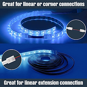 GXILEE 4 pin LED Connectors,10 Pack Solderless Track Lighting Connectors, Transparent 4 Pin LED Lights Connector for 10mm Wide 2835 5050 RGB Strip, includes 16.4ft 22 Gauge LED Extension Cable