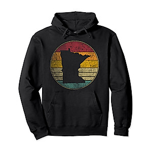 Minnesota Vintage Distressed Retro Style Silhouette State Pullover Hoodie