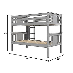 DHP Dorel Living Dylan Twin Wood Bed for Kids, Gray Bunk