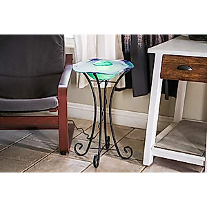 XBrand Floor Mist Fountain w/ Inline Control Glass Metal, 27 Inch Tall, Blue