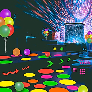 60Pcs Party Decorations Circle Dots Garland Party Streamers Decorations UV Black Light Reactive Glow in The Dark Paper Garland Fluorescent Party Hanging Decorations