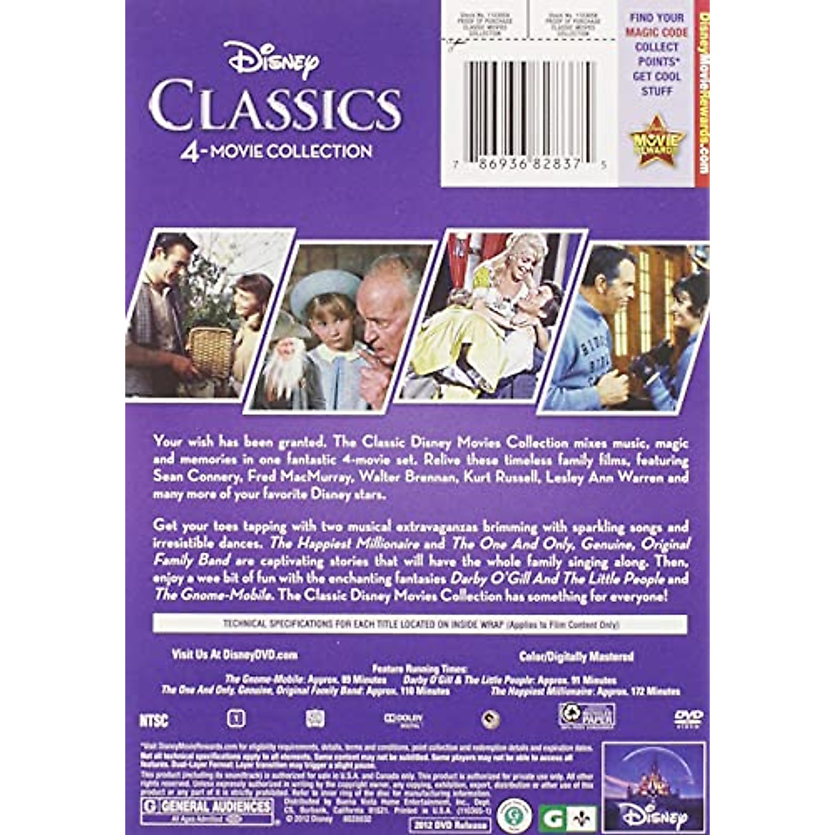 Disney 4-Movie Collection: Classics (Gnome-Mobile / Darby O'gill & Little People / One & Only Genuine Family / Happiest Millionaire)