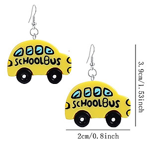 CHUNYANAN Lovely Simulation Bus Dangle Earrings Resin Cartoon Car Funny Earrings For Women Jewelry (Bus Dangle Earrings)