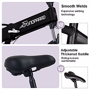 NOPAARD Folding Electric Bikes for Adults, 20" x 4" Fat Tire 500W (Peak 750W) Adults Electric Bicycles 40 Miles 20MPH with 48V Hidden Li-ion Battery, LCD Display, Air Saddle, UL2849, Matte Black