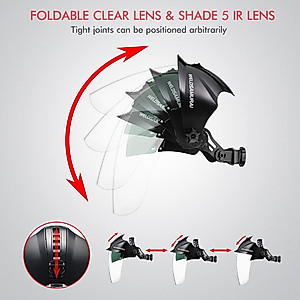 Weldsamurai Face Shield for Grinding, Multi-Purpose Safety Mask Shade 5 - Anti-UV/IR & Anti-Fog & Anti-Scratch Coated Clear Lens