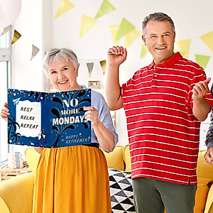 HOMANGA Jumbo Happy Retirement Card, 13.8 x 21.6 Inch Retirement Guest Book, Colleague Leaving Card, Good Bye Card for Colleague, Coworker, Boss, Retirement Decorations Party Gifts For Men, Women(WITH