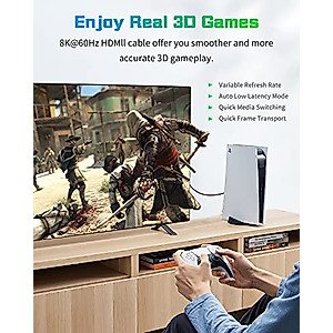 Duttek 8K 90 Degree HDMI Extension Cable 48Gbps, HDMI 2.1 Cable, Extremely Thin Down Angled HDMI Female to Male Cable for TV/Xbox, PS5, Laptop PC 1Ft/30cm