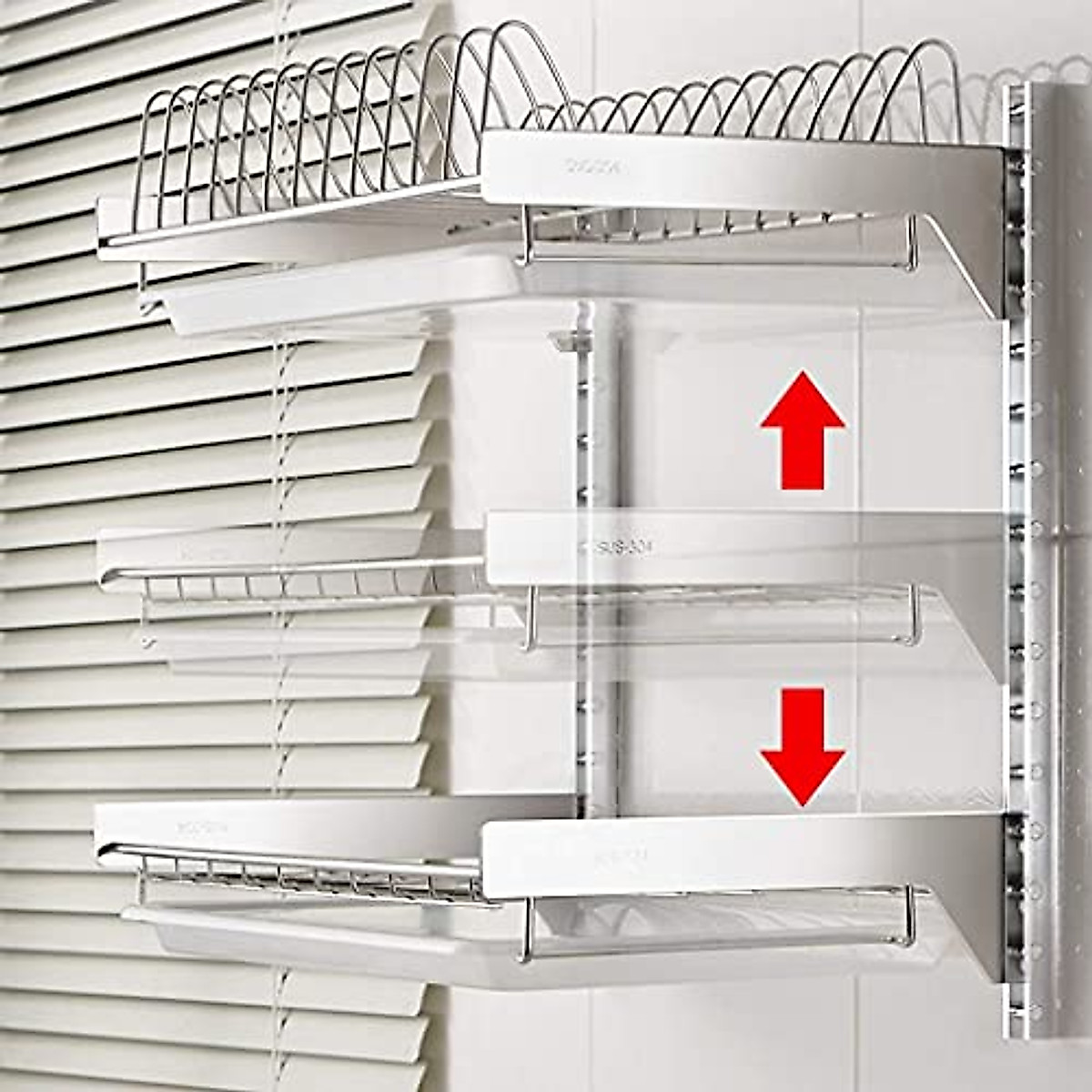 FEHUN Sinks,Kitchen Wall-Mounted Stainless Steel Drain Rack with Drain Pan,Storage Rack