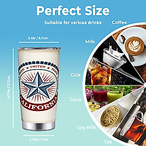 Riemann Pixels Eco-Friendly 20oz Stainless Steel - 304 Double Wall Vacuum Insulated Water Bottle, Wide Mouth Coffee for Hot/Cold Drinks, Office Gym Travel Essential (California)