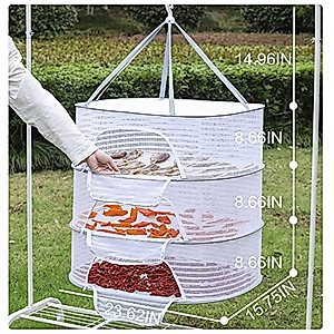 Bakidn Herb Drying Rack 3 Layer Hanging Mesh Net for Plants Hanging Drying Fish Net Foldable Hanging Mesh Dryer for Buds, Fruits, Hydroponics Flowers, Vegetables, Fish, or Clothes, Doll