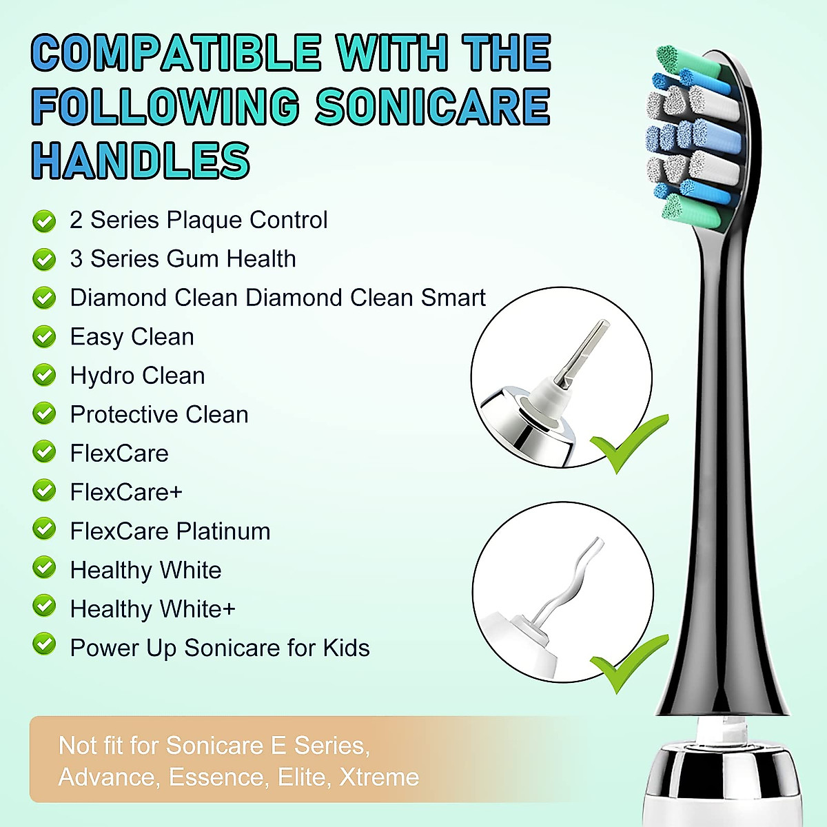 Toothbrush Replacement Heads Compatible with Philips Sonicare, 8 Pack, Electric Brush Head