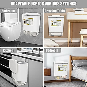 KCmaster Hanging Trash Can - Lightweight Mountable Garbage Can for Convenient Cleaning - Large Capacity Small Counter Trashcan with Extra Storage for Countertop Trash, Food Waste, and More