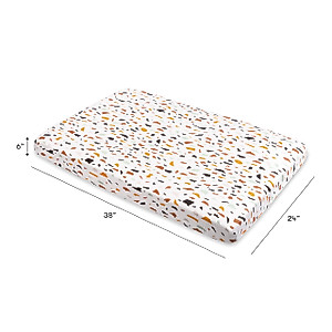 Babyletto 100% Organic Cotton Mini Crib Sheet, GOTS-Certified, Fitted 360°, Ultra-Soft and Breathable Muslin - Terrazzo