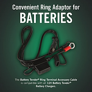 Battery Tender Ring Terminal Harness Accessory Cable - 18 inch Cord Adapter with SAE Quick Disconnect - Easy Quick Convenient for Motorcycles, Cars, ATVs and More - 081-0069-6