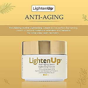 Lightenup Anti-Aging, Skin Brightening Cream - 4.4 fl oz / 100 ml - Dark Spots Corrector for Face & Body, Helps to reduce Hyperpigmentation, with Argan Oil and Shea Butter