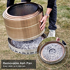 SURESTOVE Smokeless Fire Pit Outdoor Wood Burning Portable Firepit Stainless Steel for Backyard Patio Garden Picnic Camping Bonfire(19 Inch)