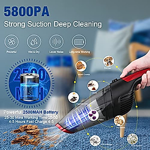 aienvh Handheld Vacuum Cordless,5800Pa Dust Busters Cordless Rechargeable,Hand Held Vacuum Cleaner Portable Handheld Sweeper Lightweight Wet Dry car Vacuum for Car Home Pet Office