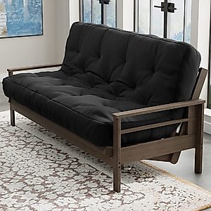 Loosh Full Size Sofa Bed Foam Canvas Futon Mattress - 12" USA Made, Black, Frame Not Included