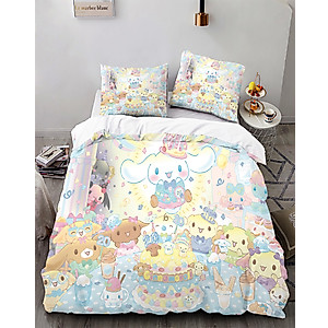 EIANLAI 3 Piece Anime Bedding Set 3D Printed Cartoon Soft Duvet Cover Set for Bedroom (1 Duvet Cover & 2 Pillowcases)-Twin