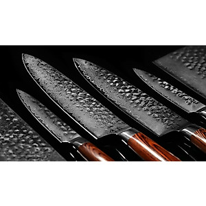 3 Piece Damascus Kitchen Knife Set - including Chef's Knife, Cleaver and Paring Knife