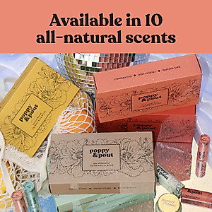 Poppy & Pout Lip Care Set | Lip Balm & Scrub | Sustainable Cardboard Tubes & Glass Jars, All Natural, Beeswax, Coconut Oil, Cruelty Free, Exfoliating & Moisturizing Lip Treatment (Marshmallow Cream)