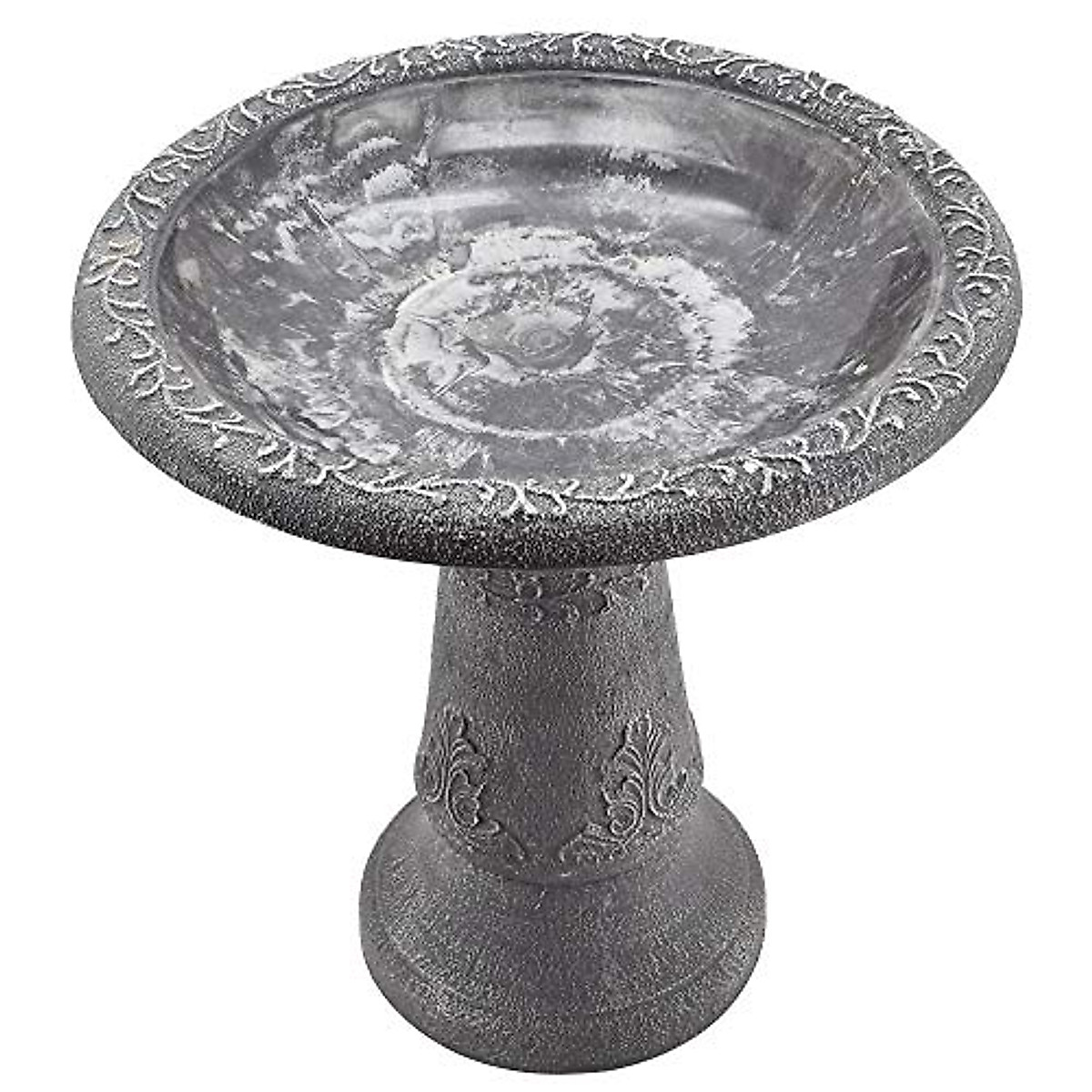 Arcadia Garden Products BB05 Stone Fiberclay Birdbath 19.5x10.25x20.5, Grey