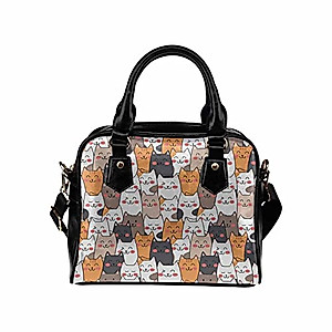 InterestPrint Cute Cats Pastel Color Womens Casual Bag Shoulder Satchel Bag Handbag