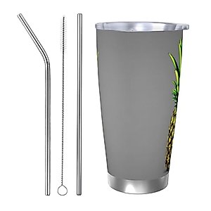 WXZYFP Car cup (single silver rim), can use a straw or drink directly, easy to use.Cartoon Pineapple