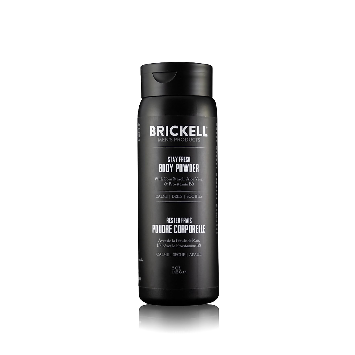 Brickell Men's Products Stay Fresh Body Powder for Men, Natural and Organic Talc-Free, Absorbs Sweat, Keeps Skin Dry, Unscented, 5 oz