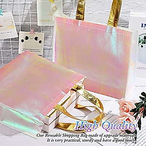 40 Pcs Rose Gold Gift Bags Bulk, Reusable Pink Tote Bags Bridal Gift Grocery Bag with Handles, Non Woven Bridesmaid Wrap Bags for Women Wedding Bachelorette Birthday Party