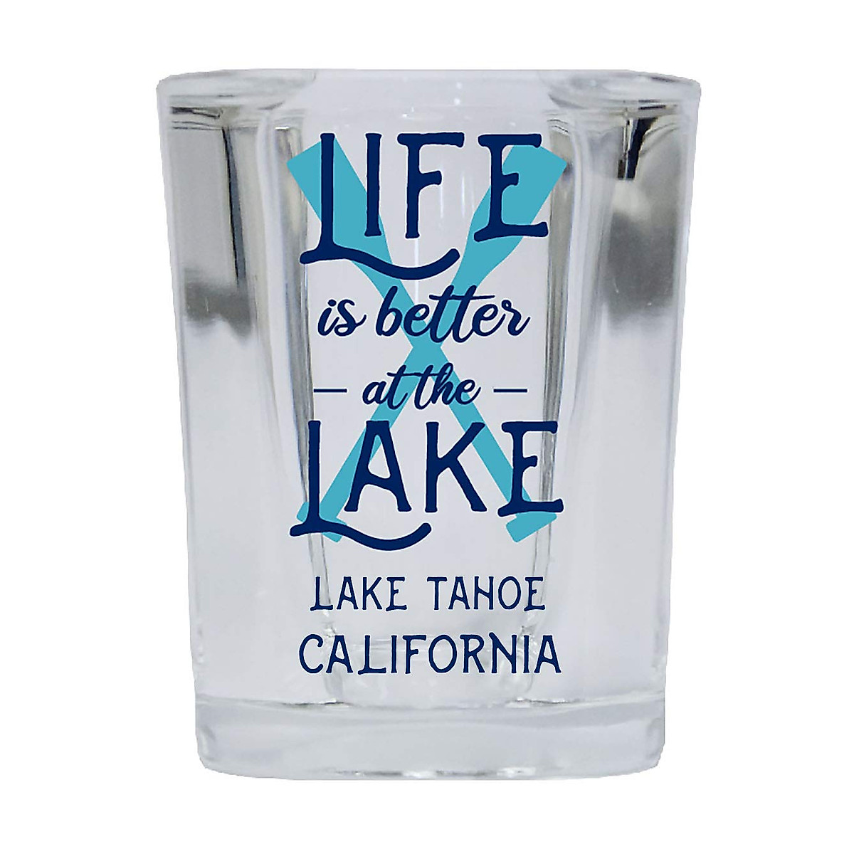 R and R Imports Lake Tahoe California Souvenir 2 Ounce Square Base Liquor Shot Glass Paddle Design