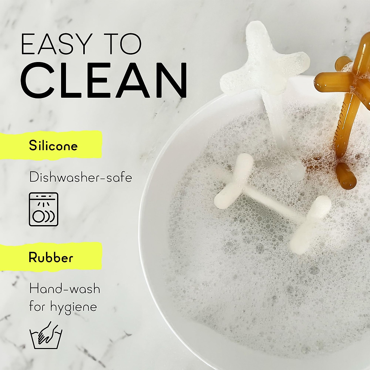 Moonlight Silicone Teethers for Babies, Baby Teether for Infants, Toddlers, Newborns, Dishwasher and Freezer-Safe Teething Toy, White - Moonjax